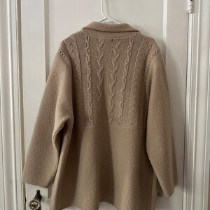 Vintage Oversized Tan Cardigan, 90s, Oversized Cableknit Cardigan, Tan ...