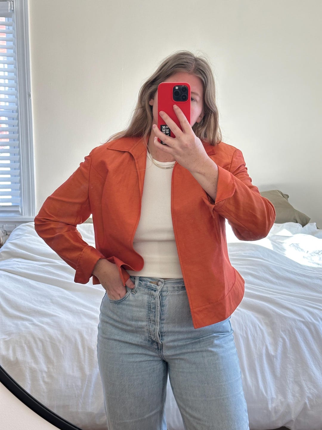 Vintage Orange Taffeta Cropped Jacket: Linen Blend - Etsy