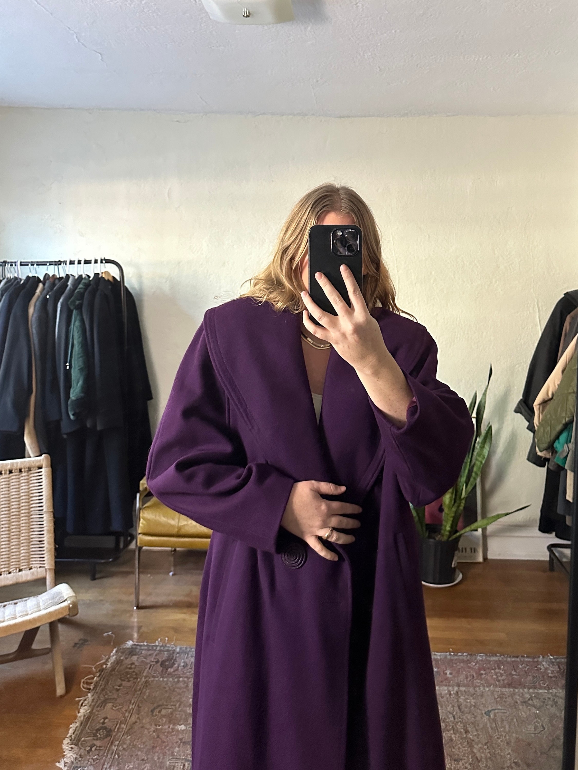 Vintage Wool Coat, Purple Wool Coat, Oversized Purple Coat, Overcoat ...