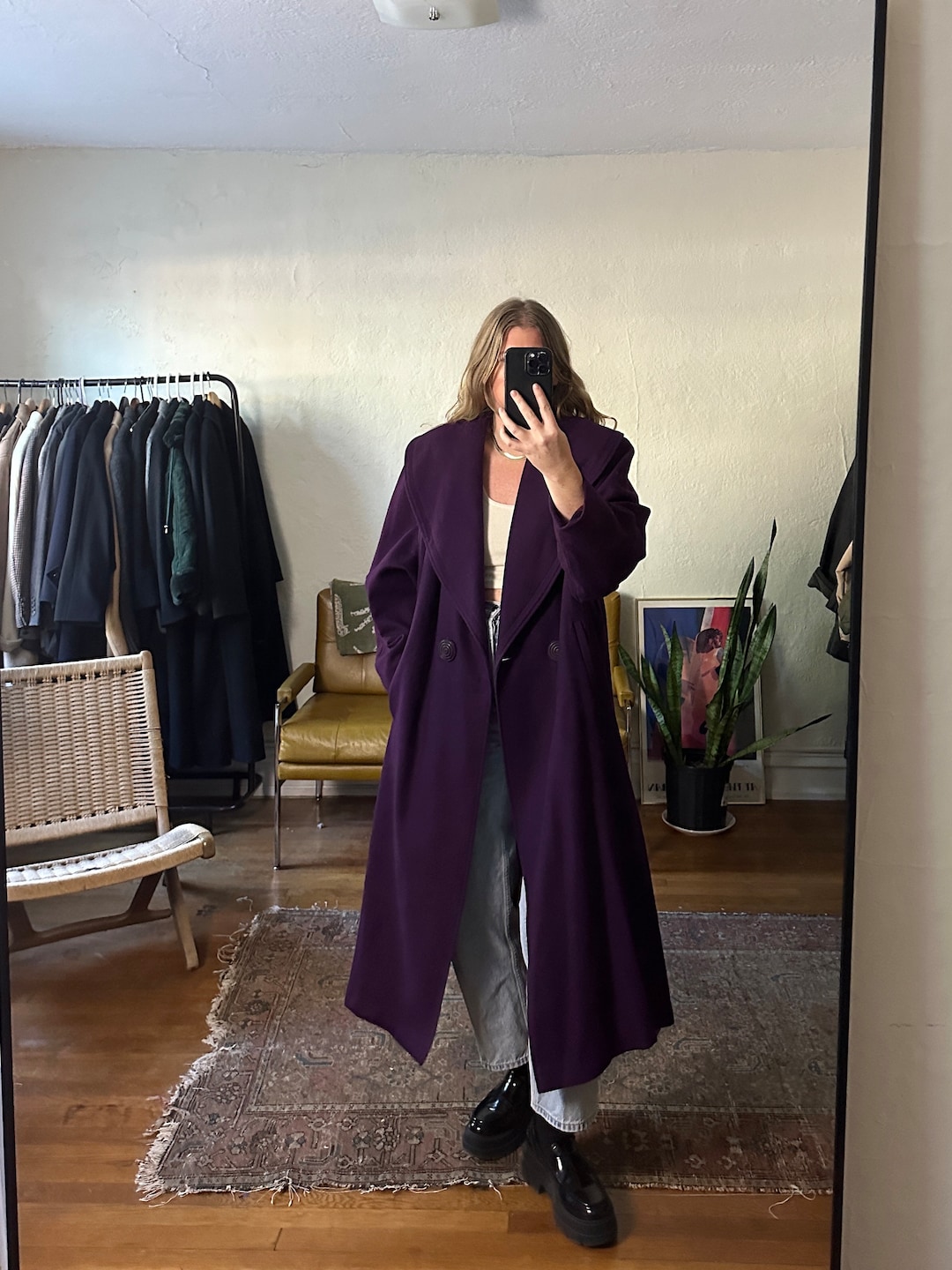 Vintage Wool Coat, Purple Wool Coat, Oversized Purple Coat, Overcoat ...