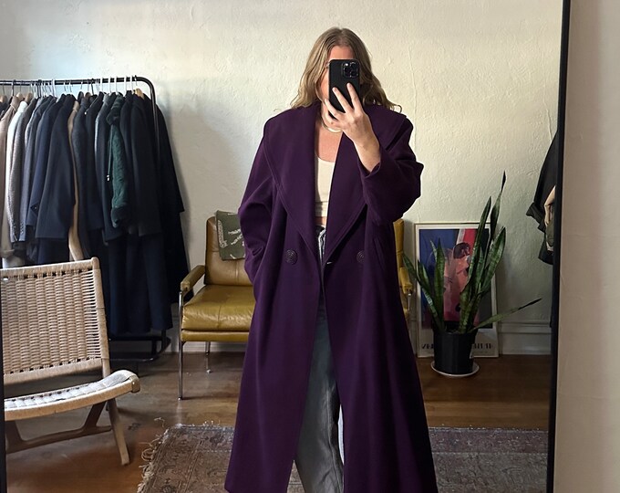 Vintage Wool Coat, Purple Wool Coat, Oversized Purple Coat, Overcoat ...