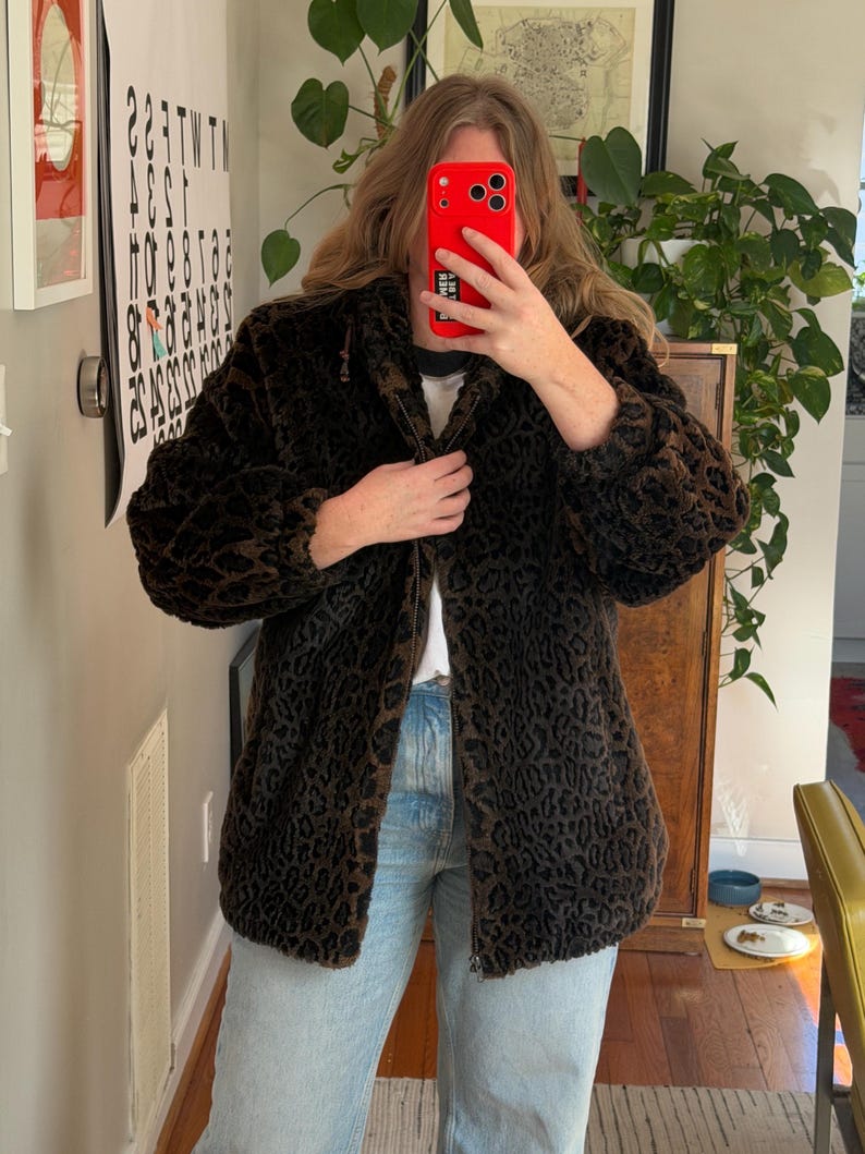 Vintage Leopard Print Faux Fur Coat With Hood: Animal Pattern Jacket - Etsy