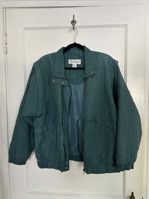 Vintage sage green quilted jacket, green silk jacket,… - Gem