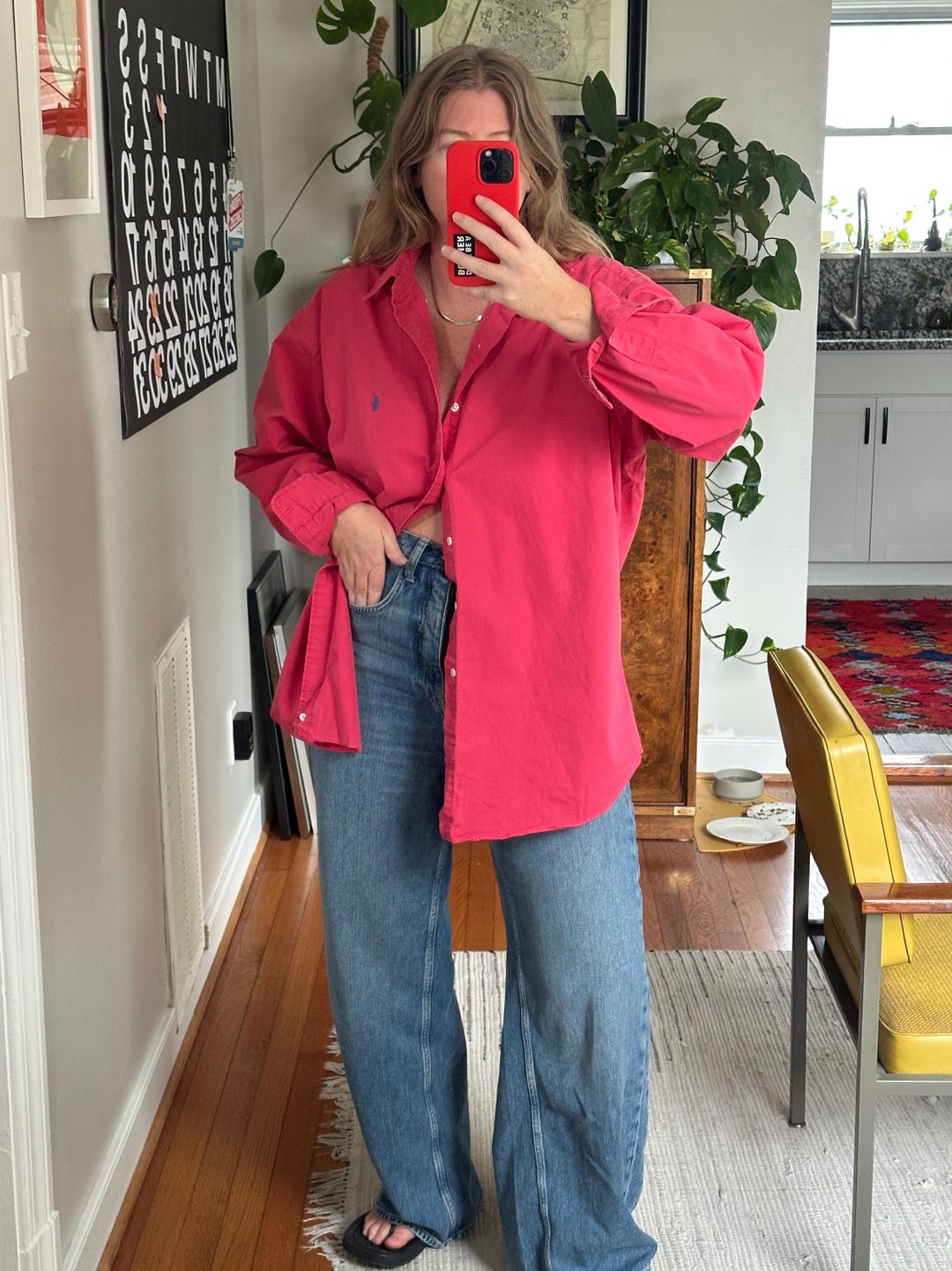 Vintage Ralph Lauren Pink Cotton Button-down Shirt: Oversized Boyfriend ...