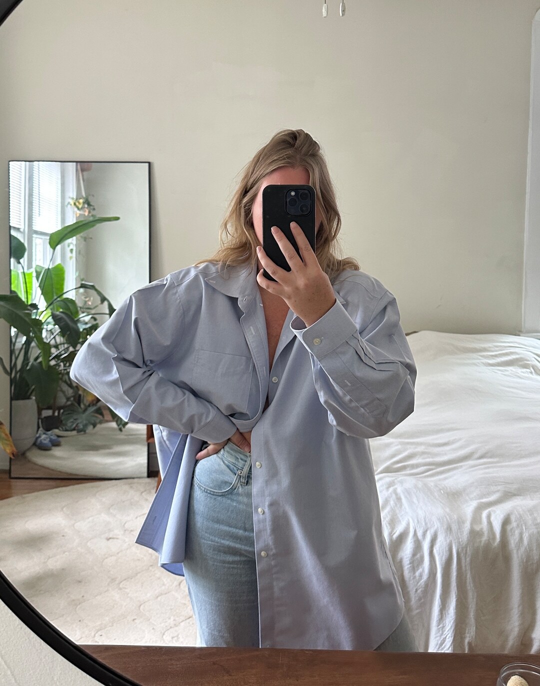 Oversized Blue Button Down, Blue Shirt, Oversized Blue Shirt, Boyfriend ...