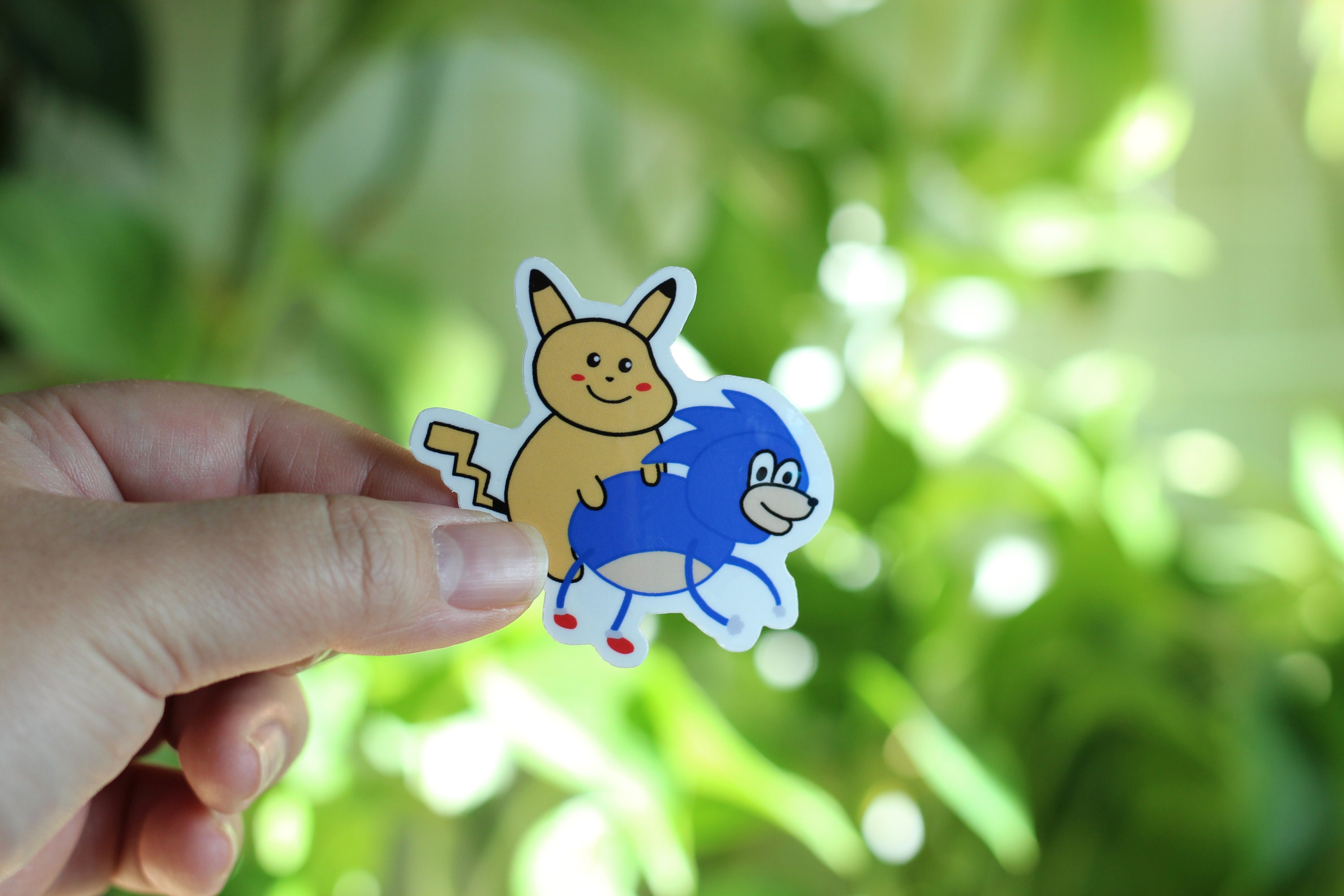 Pokemon Sticker, Pikachu and Sonic, Water Resistant, Laminated Vinyl ...