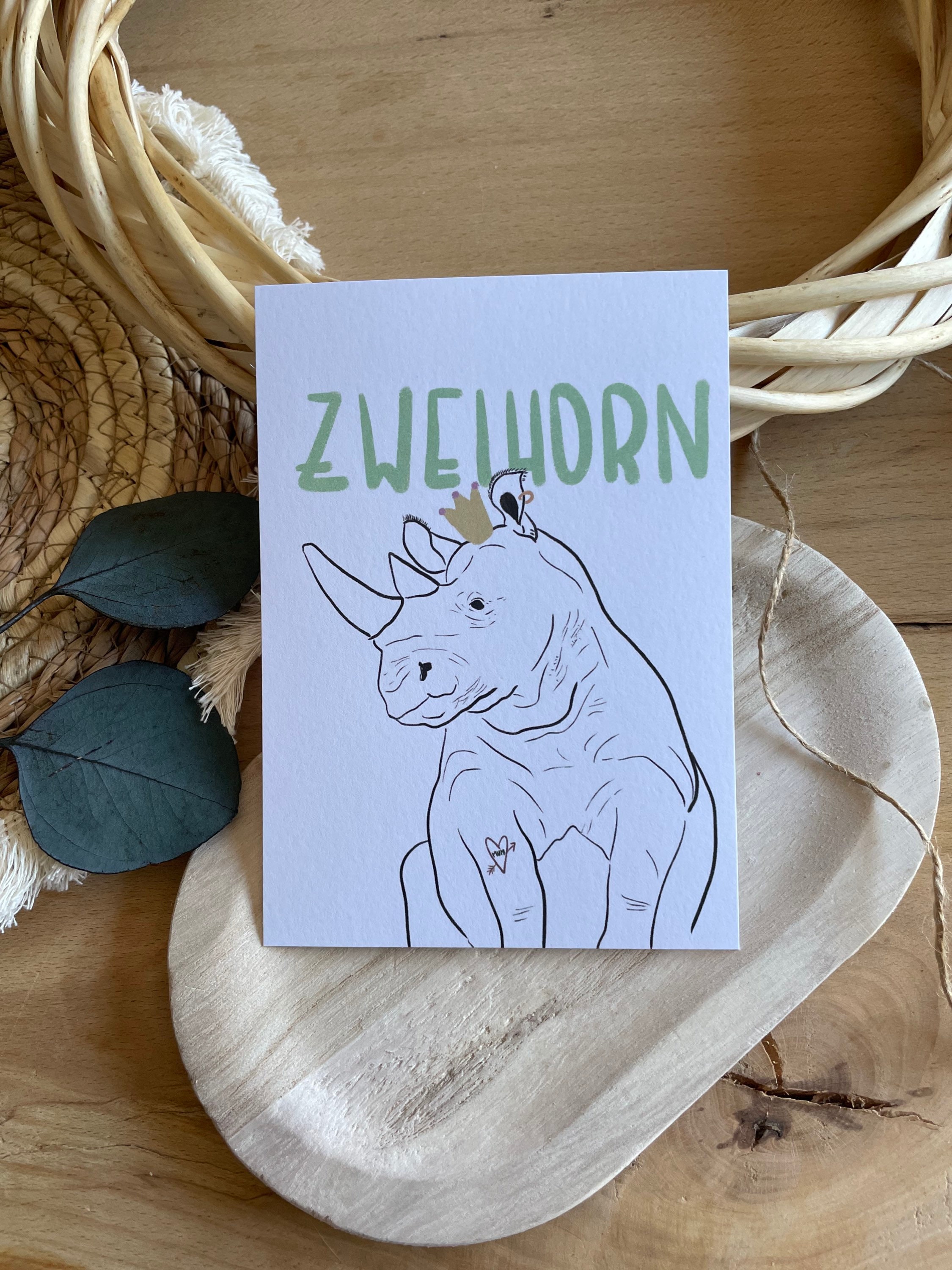 Two Horn Card / Rhino Card - Etsy