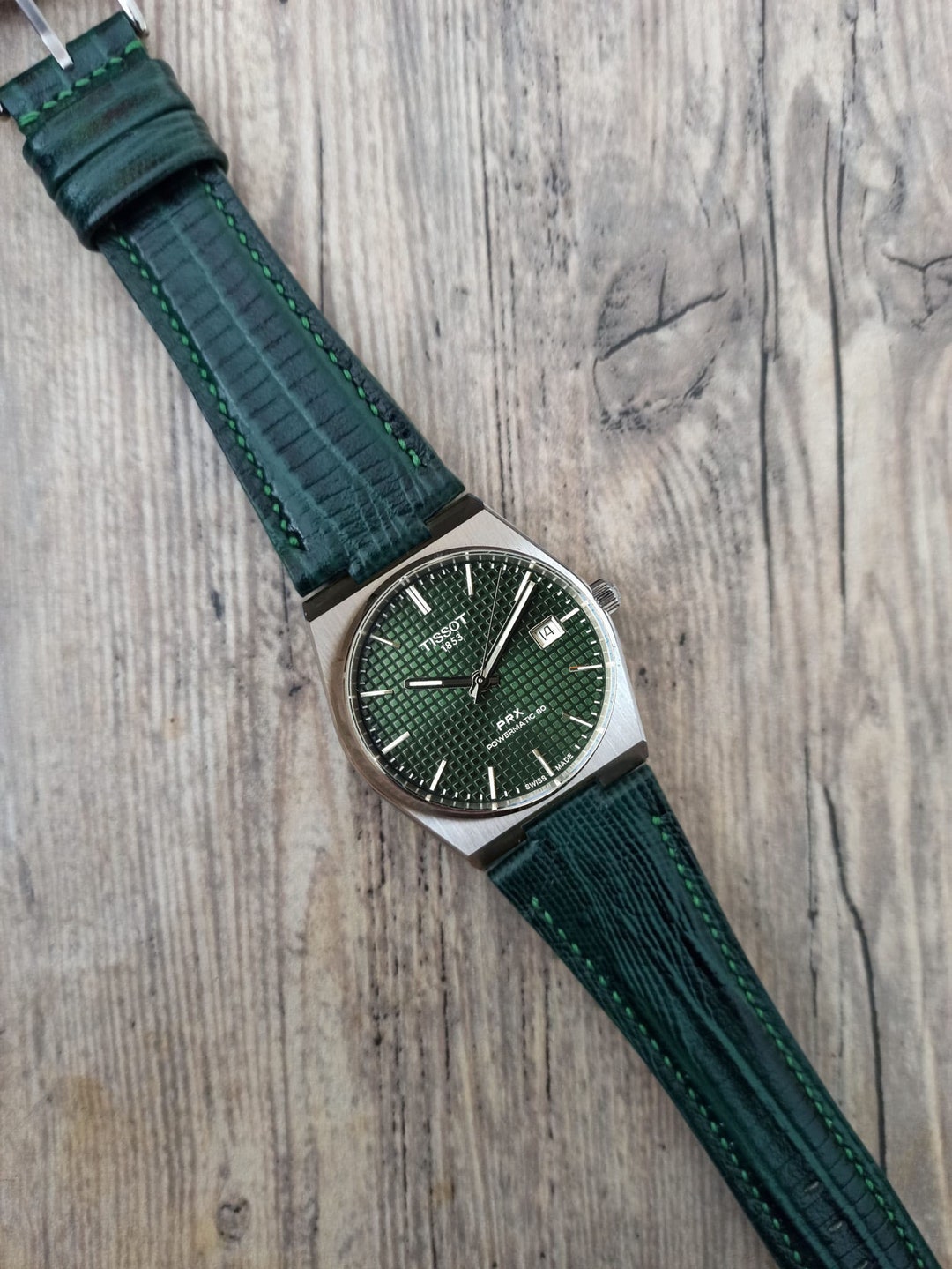Handmade Leather Watchstrap for Tissot PRX 40mm Green - Etsy