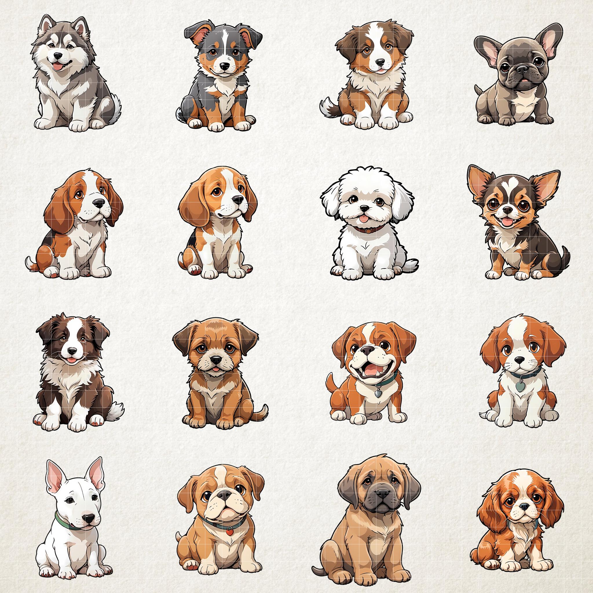 Cute Puppy Dog PNG Mega Bundle, Transparent PNG, 50 Dog Breeds, Anime ...