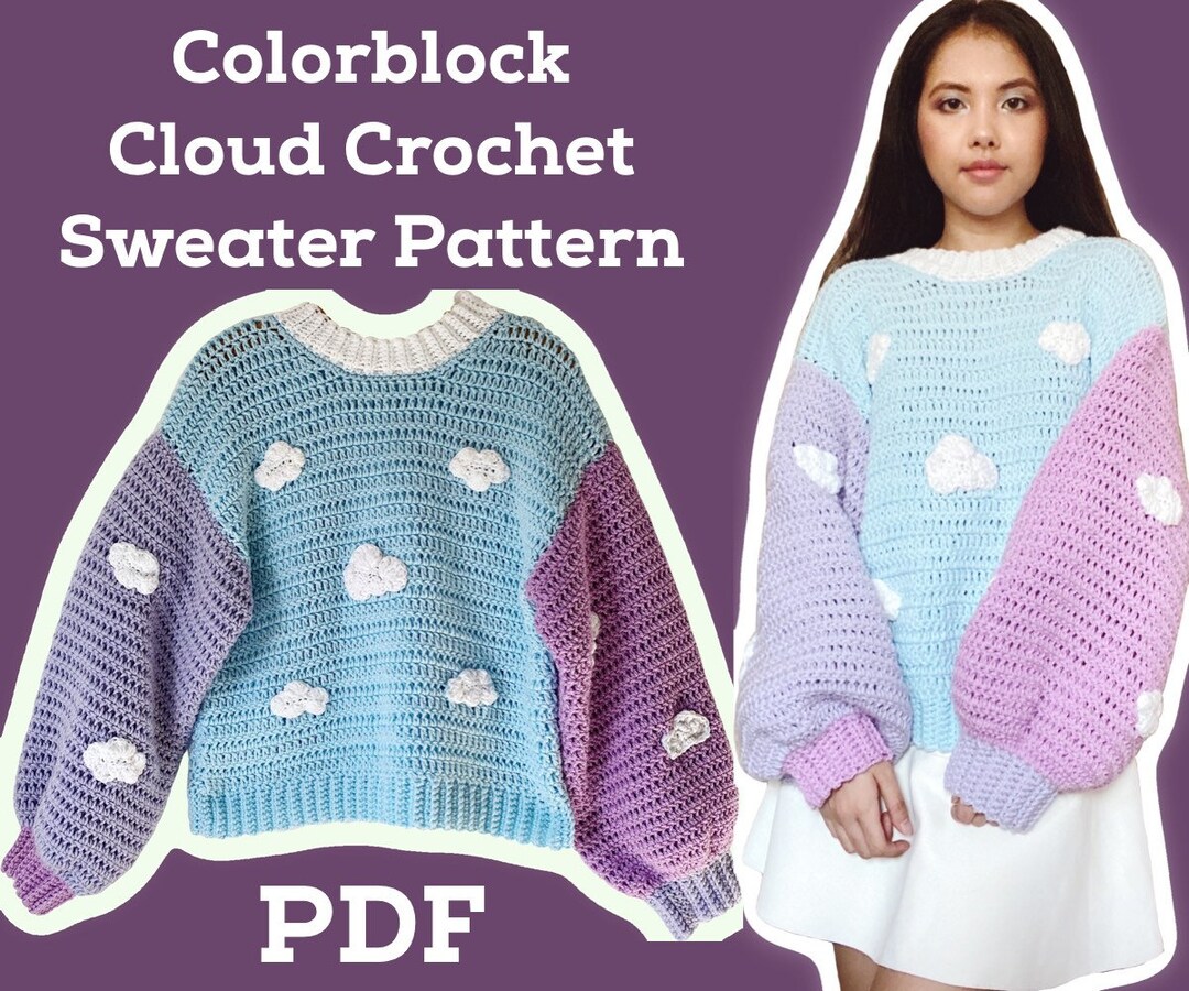 Colorblock Crochet Cloud Sweater Pattern PDF DIGITAL DOWNLOAD - Etsy