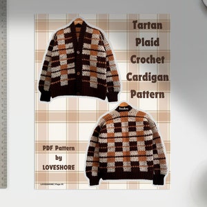 Tartan Plaid Crochet Cardigan PDF Pattern *DIGITAL DOWNLOAD* - Etsy