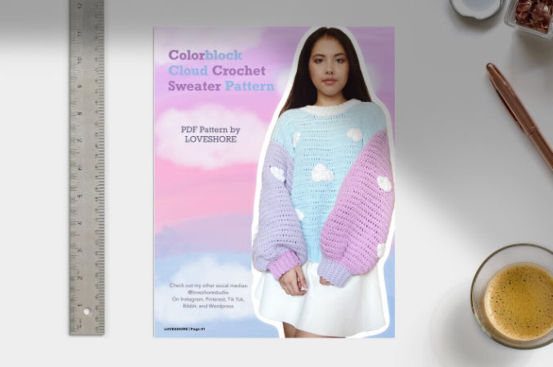 Colorblock Crochet Cloud Sweater Pattern PDF DIGITAL - Etsy