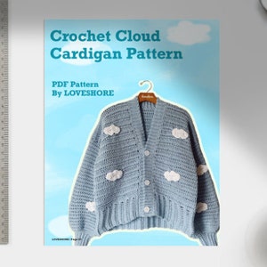 Cloud Appliqué Crochet Cardigan PDF Pattern *DIGITAL DOWNLOAD* - Etsy