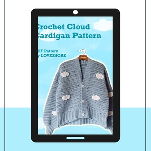 Cloud Appliqué Crochet Cardigan PDF Pattern *DIGITAL DOWNLOAD* - Etsy