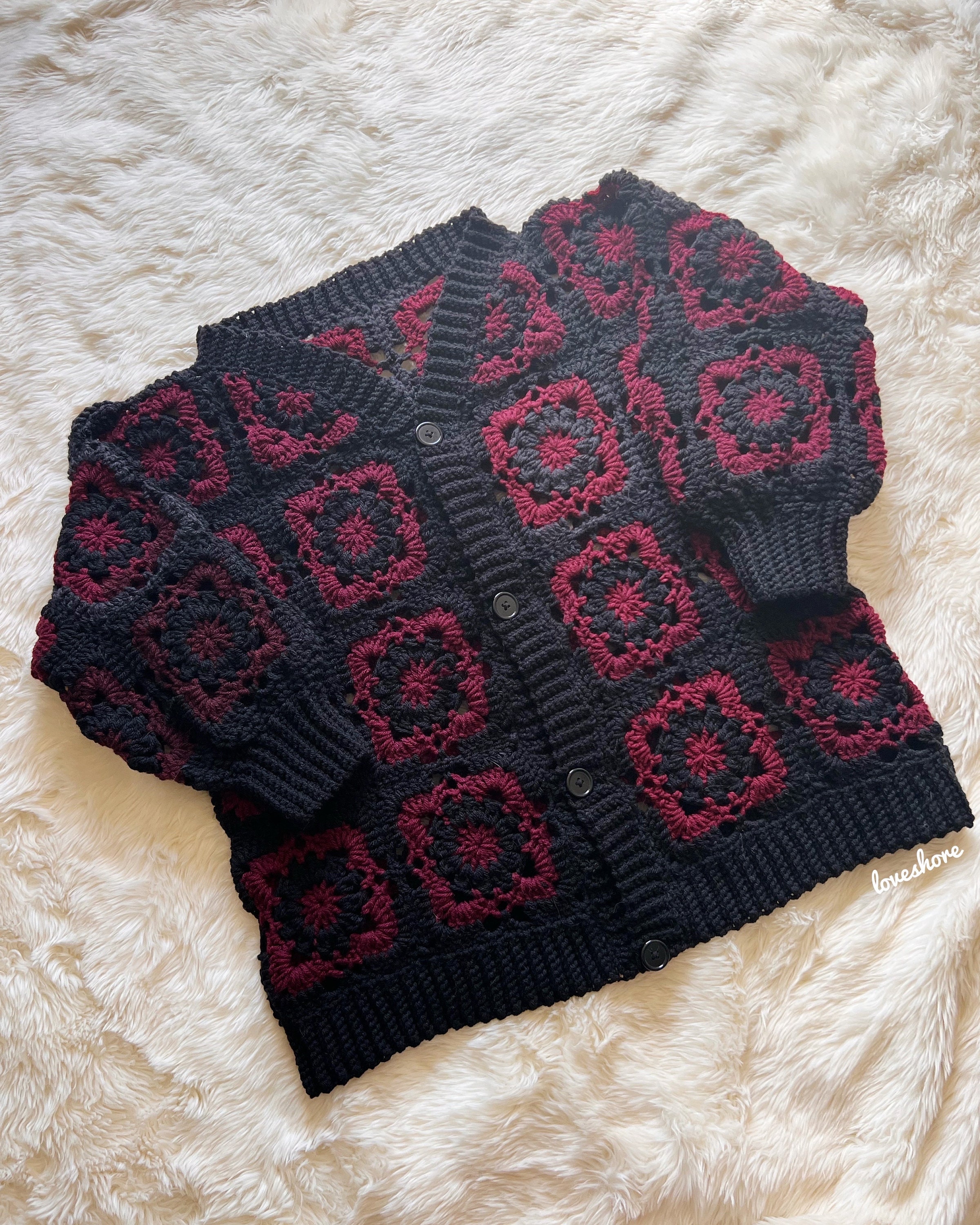 Gothic Vampire Granny Square Crochet Cardigan PDF Pattern *DIGITAL ...