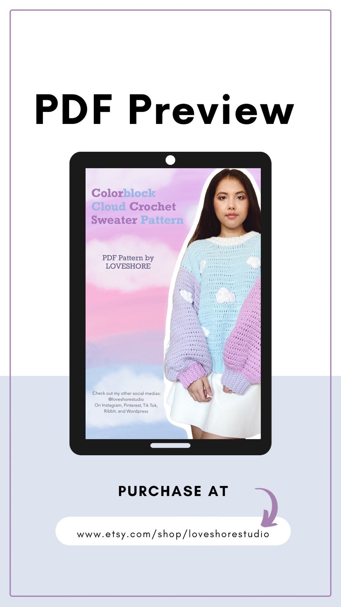 Colorblock Crochet Cloud Sweater Pattern PDF DIGITAL - Etsy