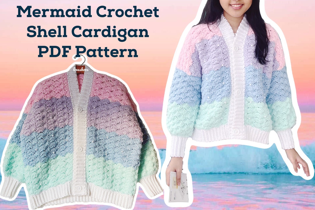 Mermaid Crochet Shell Cardigan PDF Pattern DIGITAL DOWNLOAD - Etsy