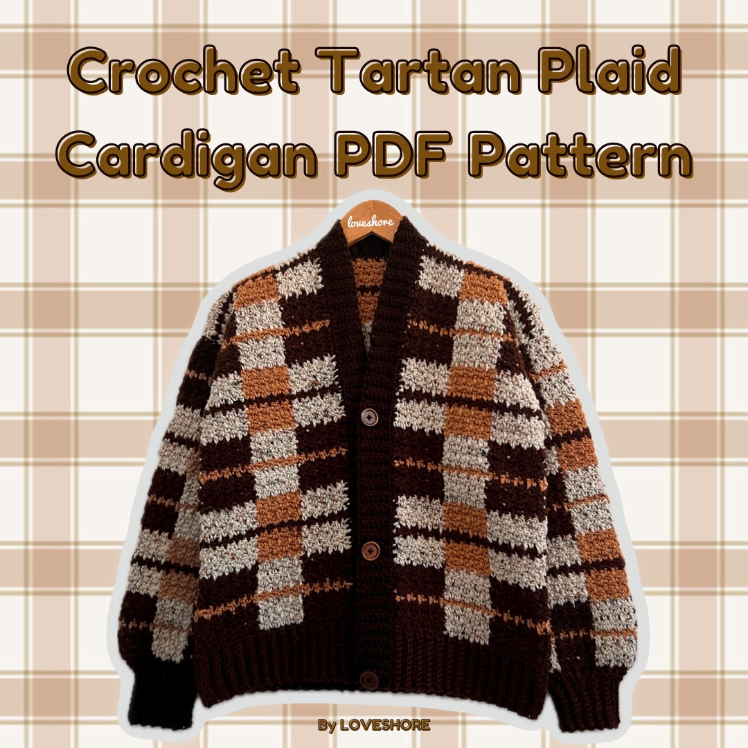 Tartan Plaid Crochet Cardigan PDF Pattern *DIGITAL DOWNLOAD* - Etsy
