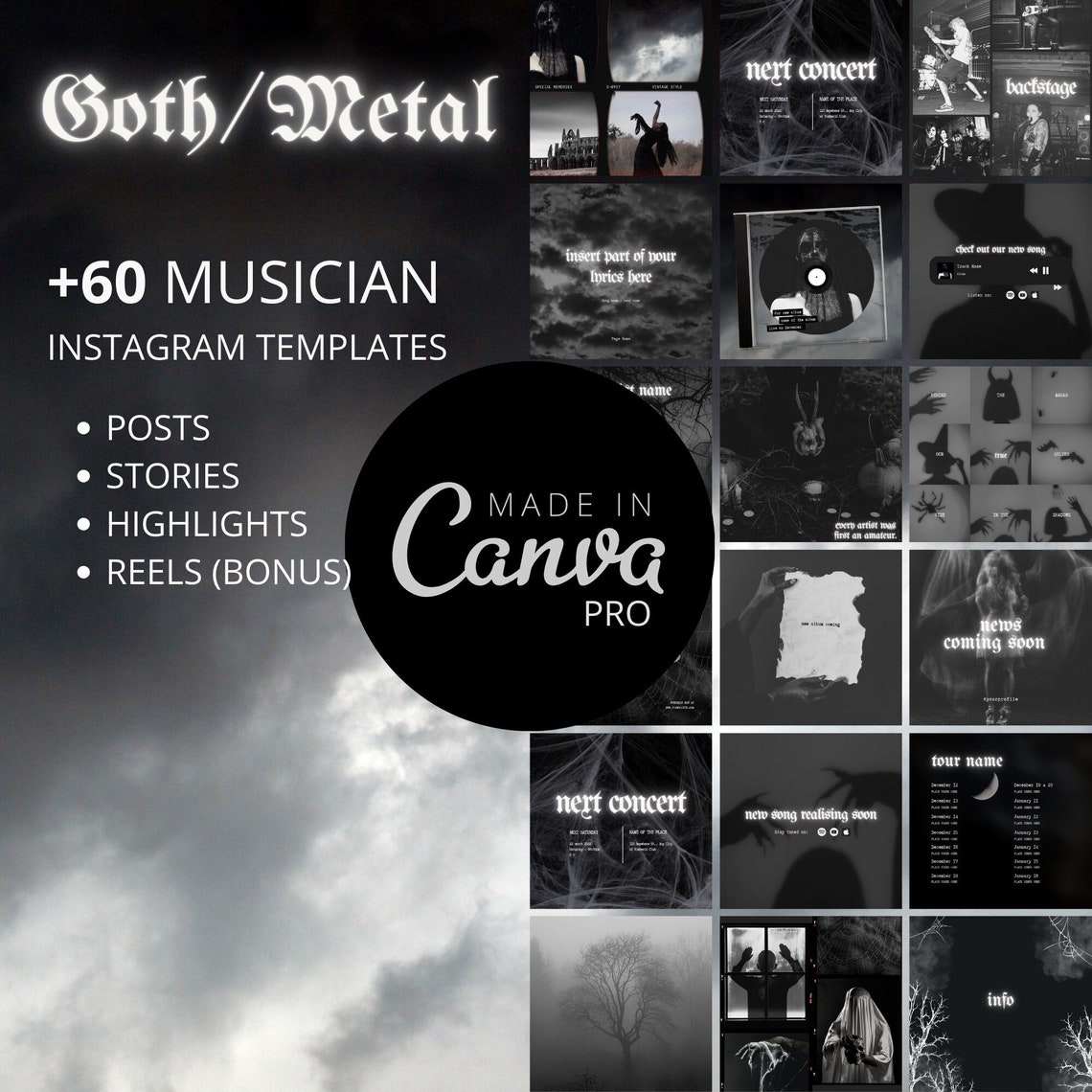 Goth/metal Music Instagram Templates for Music Artists/bands - Etsy