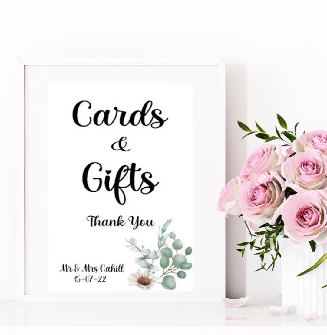 Personalised Wedding Gift Sign, Card and Gifts Sign, Wedding Props ...