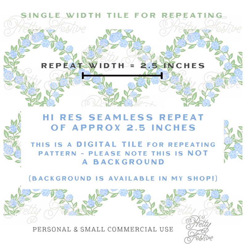 Hydrangea Trellis Scalloped Seamless Pattern Tile Blue Floral - Etsy