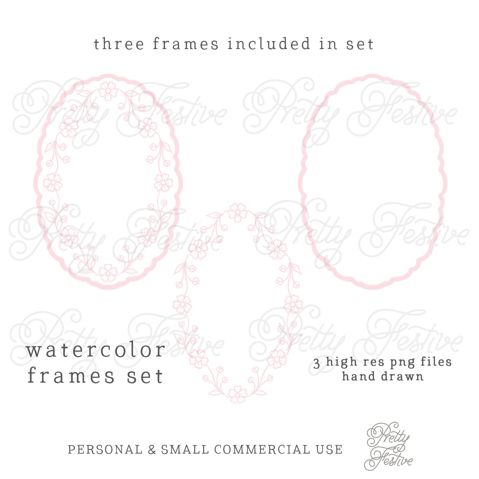 3 Pastel Pink Watercolour Clipart Frames Soft Pink Oval Frames for ...