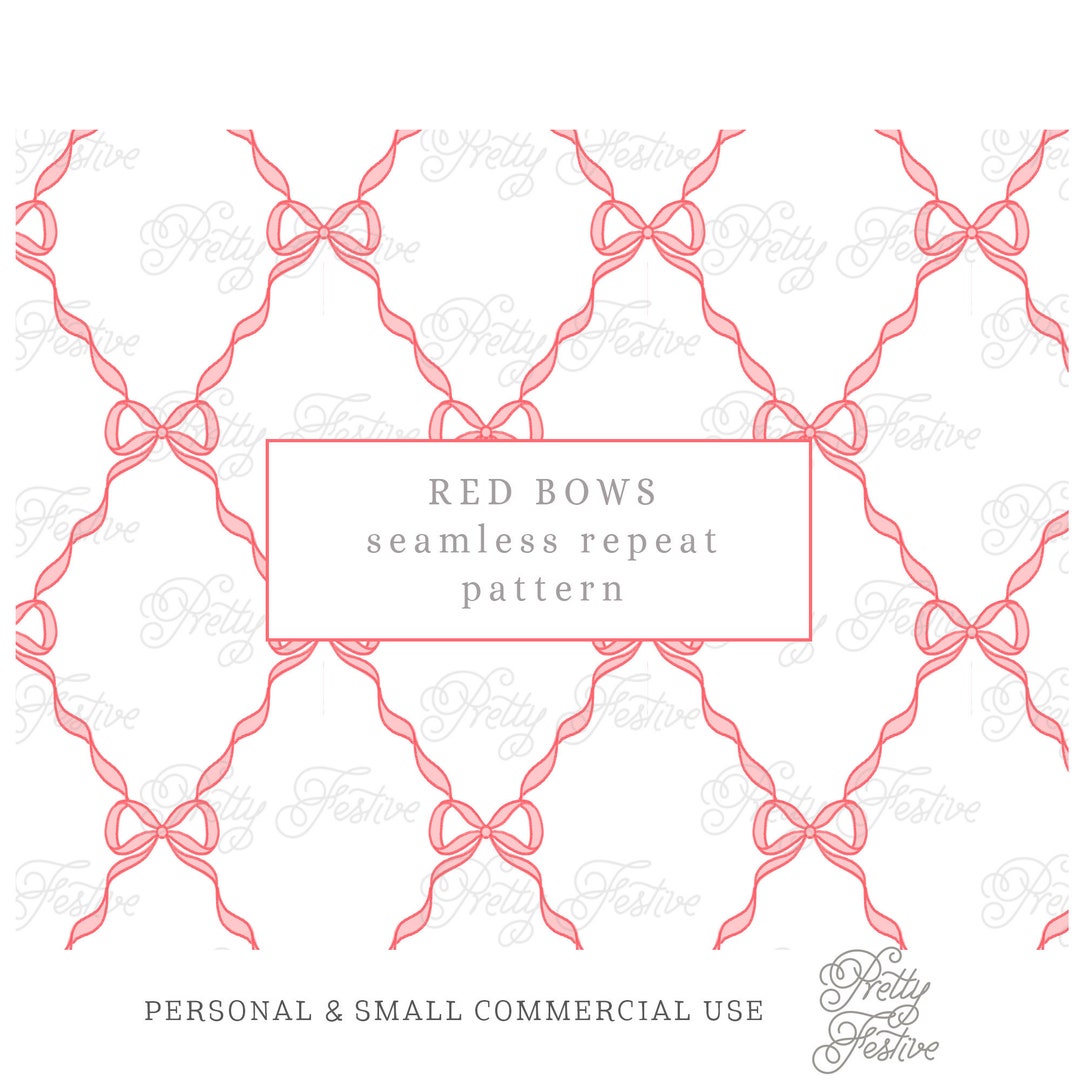Vintage Red Bow Trellis Seamless Repeating Pattern File Jpeg Christmas ...