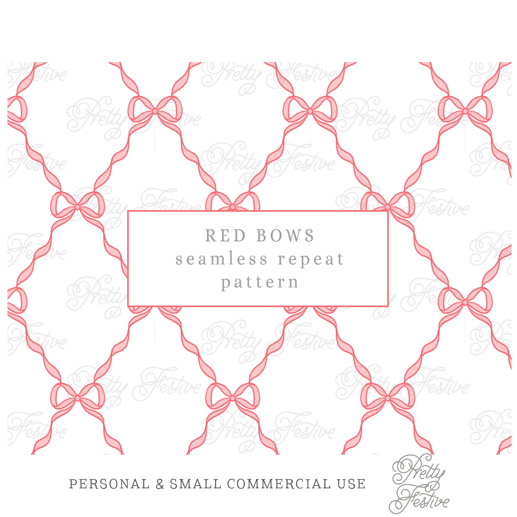Vintage Red Bow Trellis Seamless Repeating Pattern File Jpeg Christmas ...
