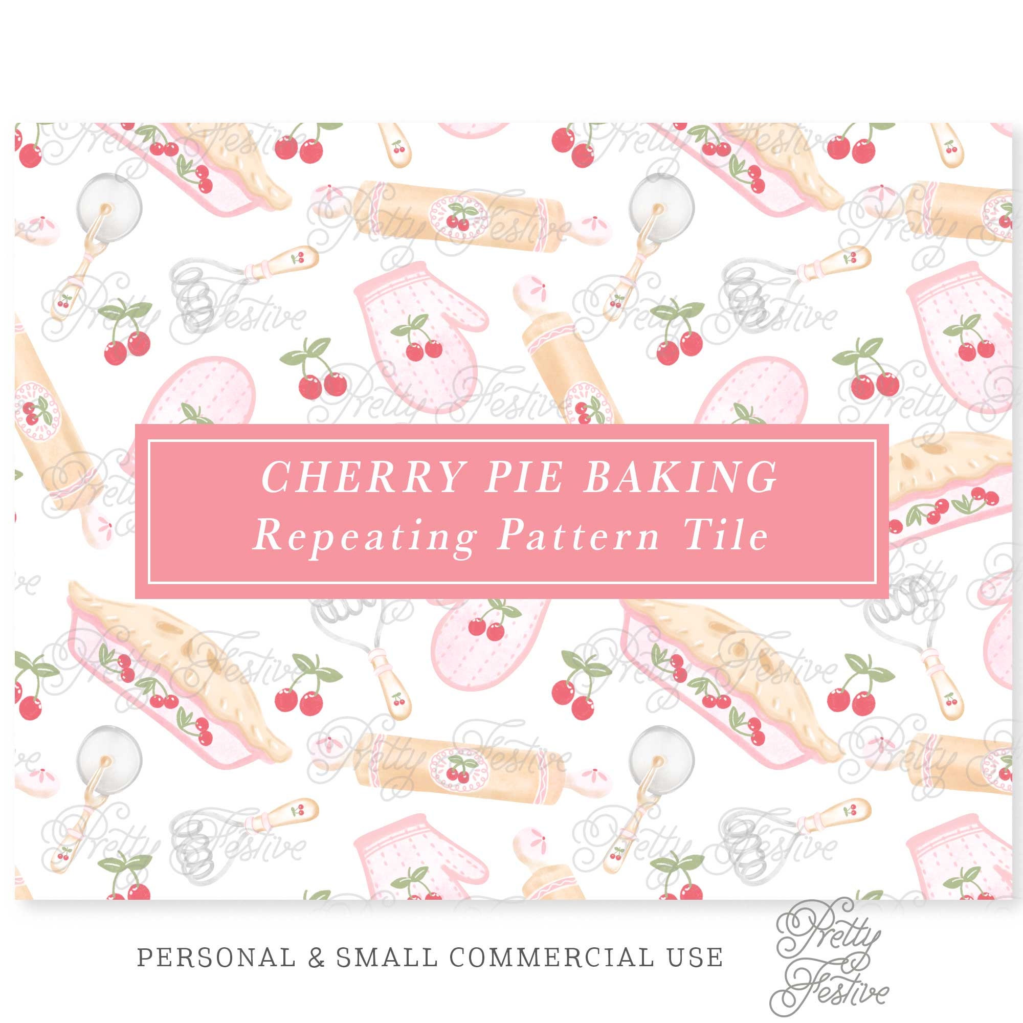 Cherry Pie, Cherries, Cosy Baking Seamless Repeating Pattern Tile, Fall ...