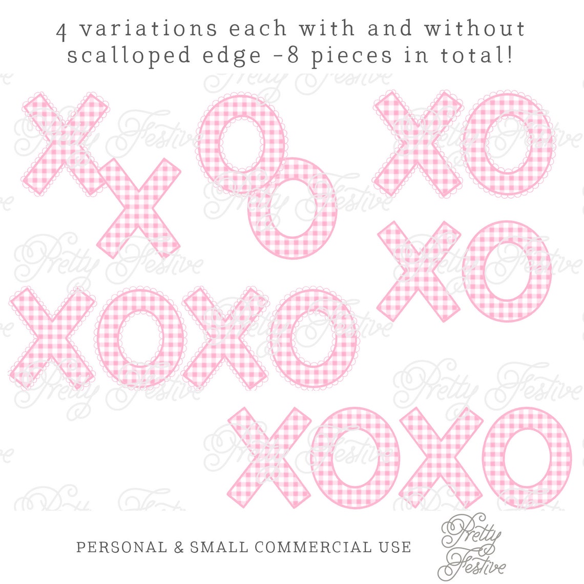 Pink Gingham Valentine XO Clipart Png Sublimation Design. Faux Applique ...