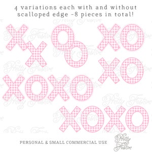 Pink Gingham Valentine XO Clipart Png Sublimation Design. Faux Applique ...