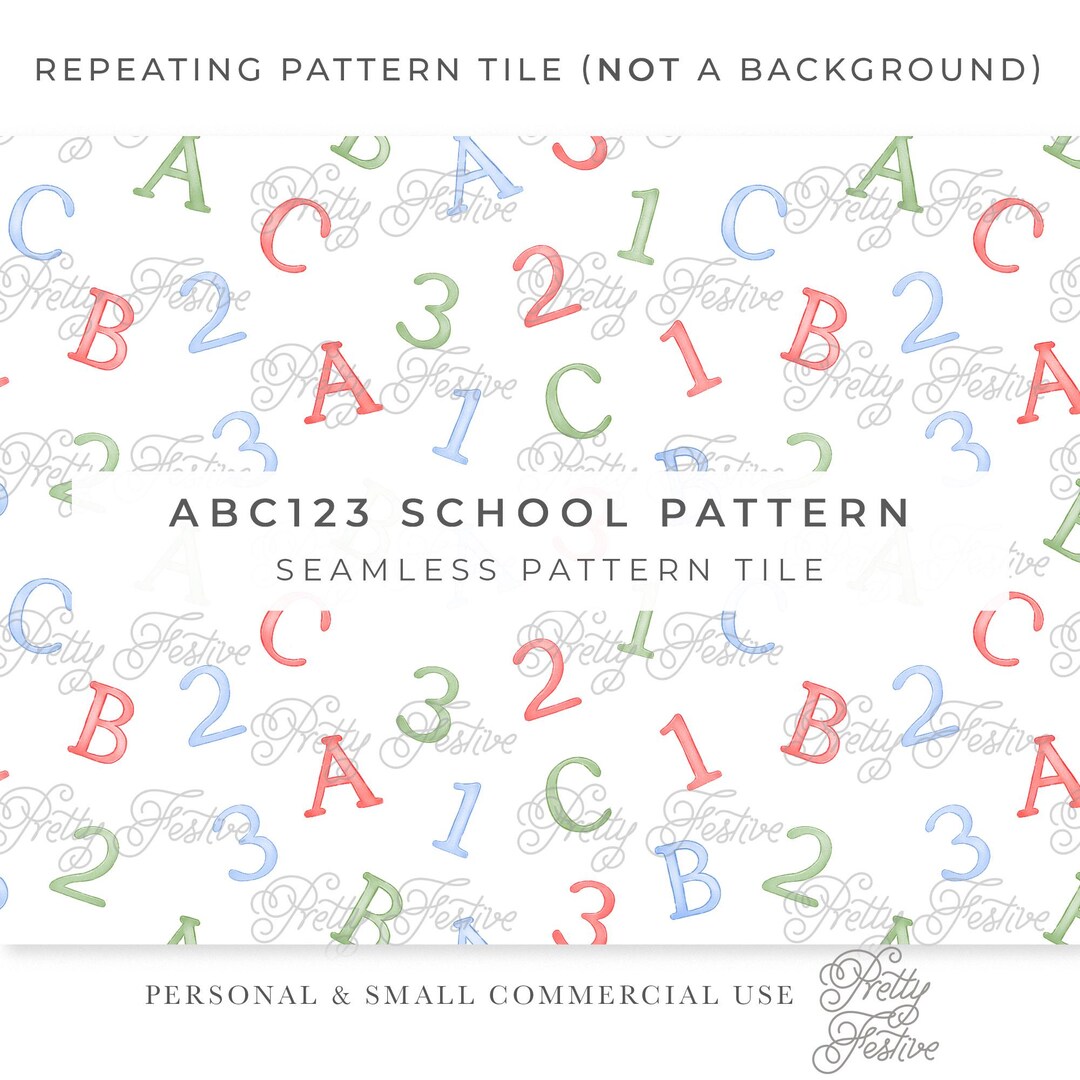 ABC 123 Seamless Repeating Pattern, Preppy School Days, First Day of ...