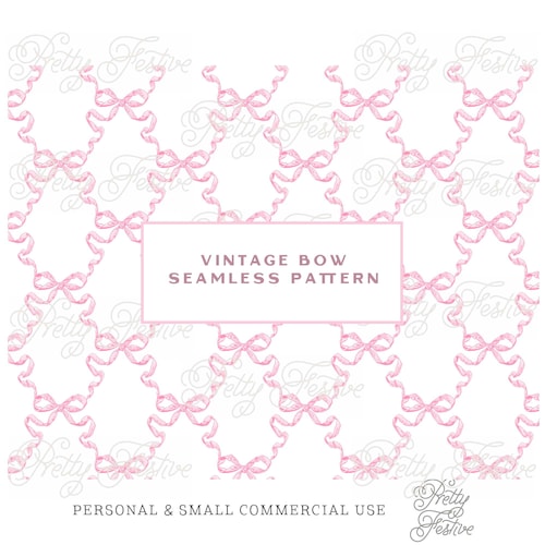 Vintage Pink Bow Trellis Seamless Repeating Pattern File Jpeg - Etsy