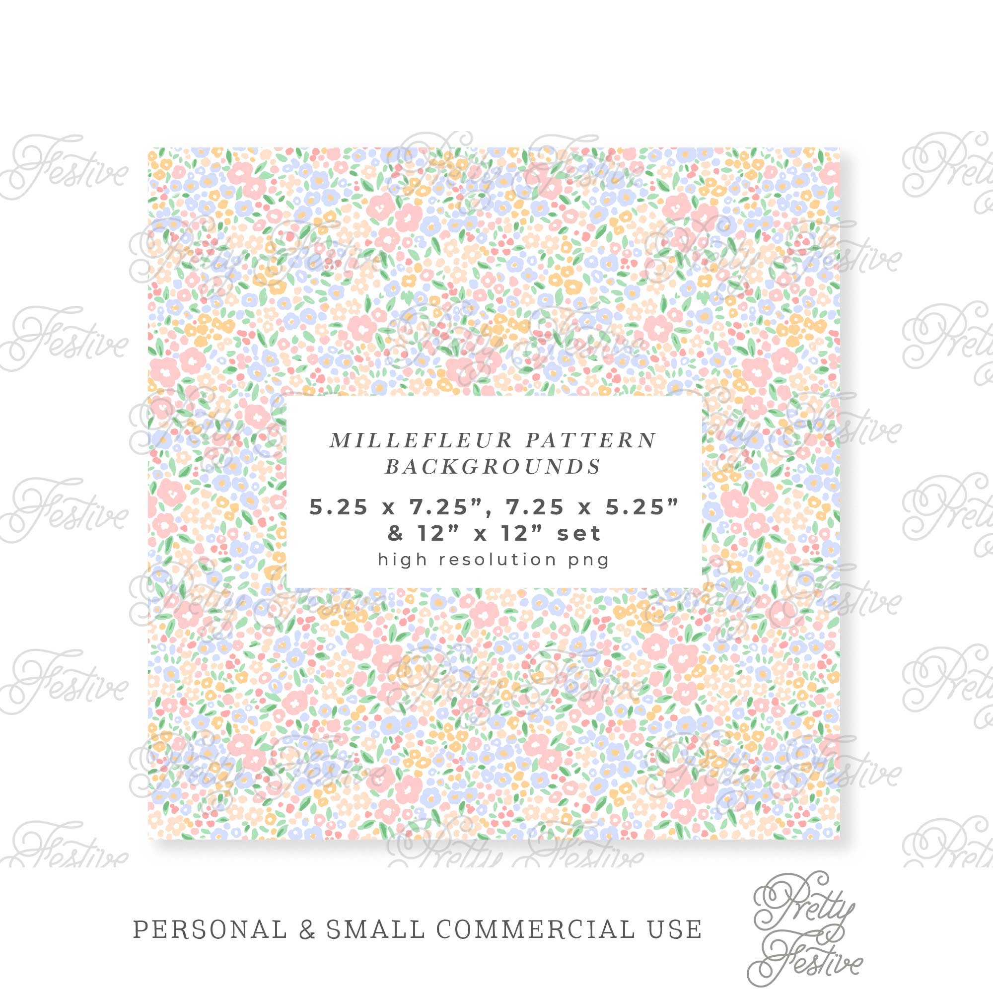 Ditsy Micro Floral Peach Blue Printable Papers 7x5, 12x12, Floral ...