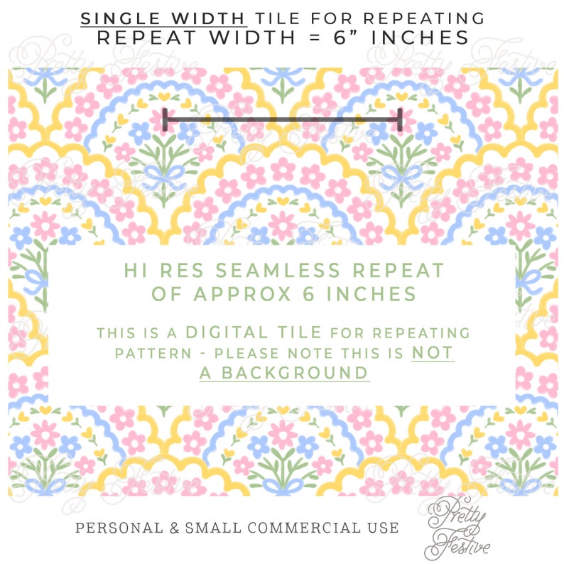 Floral Bow Rainbow Scallop Seamless Repeating Pattern Tile, Ditsy ...