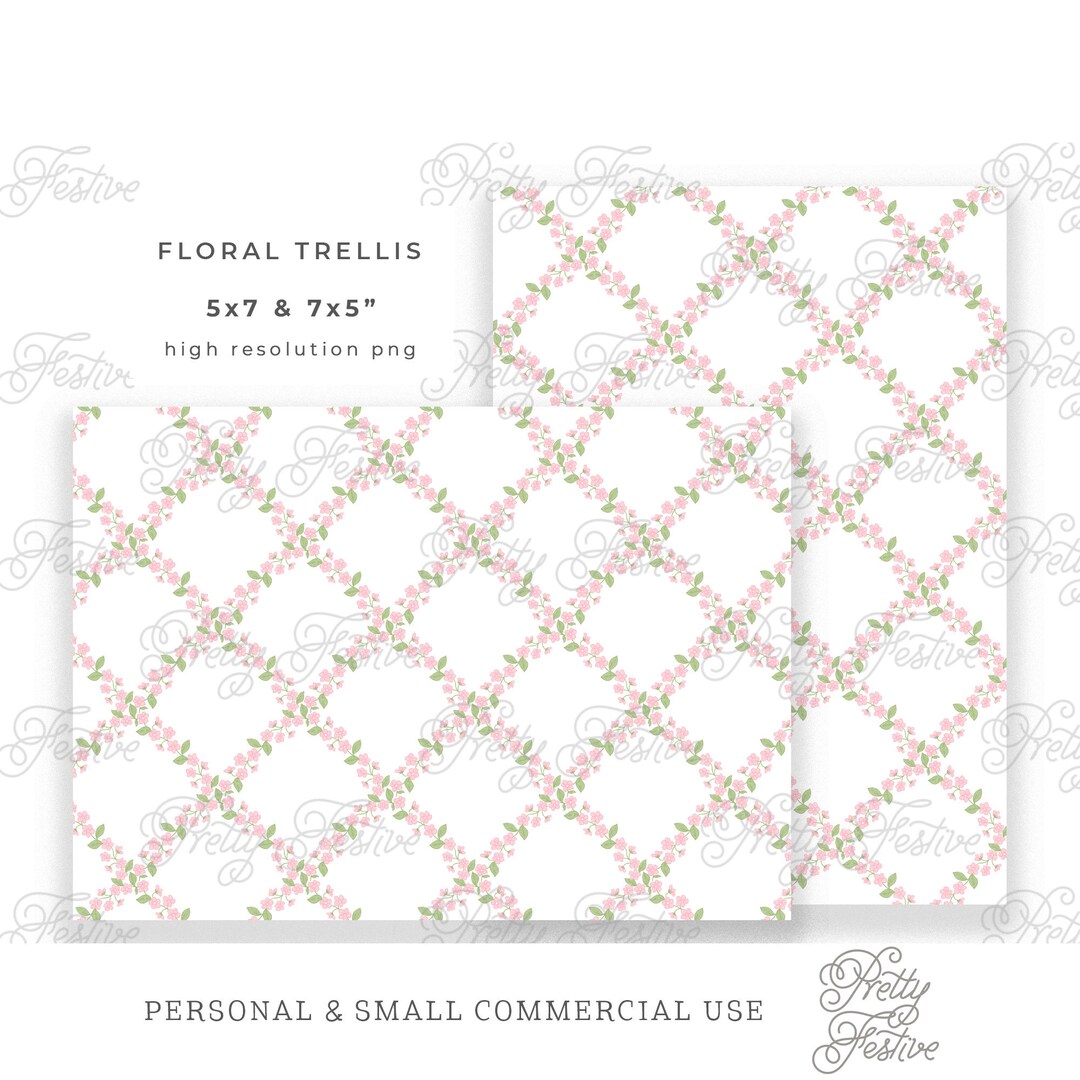 Floral Trellis Repeat Pattern 7x5 Printable Background Rose Wildflower ...