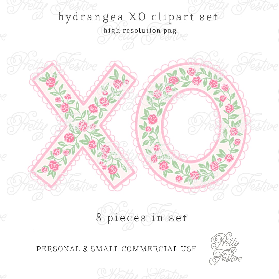 Valentine Pink Floral XO Clipart Png Sublimation Design. Faux ...