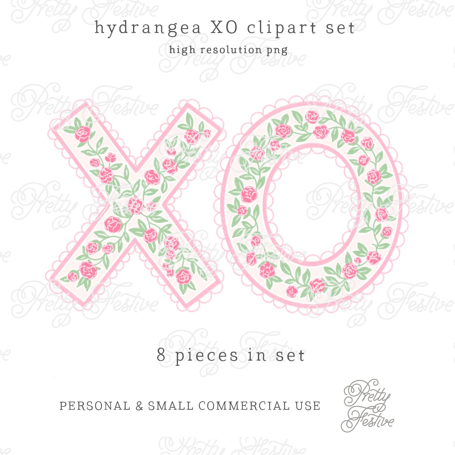 Valentine Pink Floral XO Clipart Png Sublimation Design. Faux ...