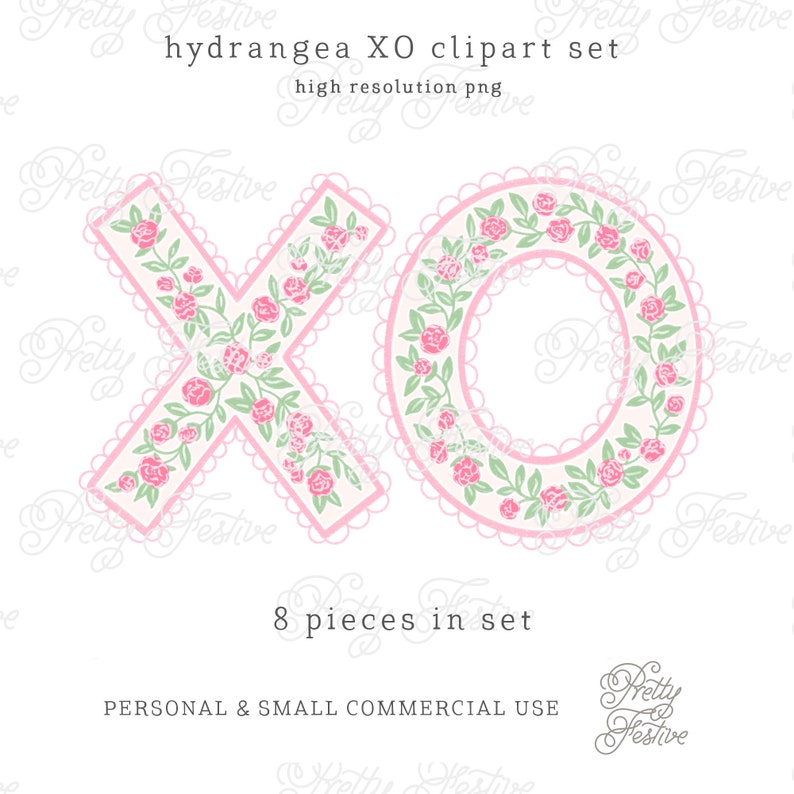 Valentine Pink Floral XO Clipart Png Sublimation Design. Faux ...