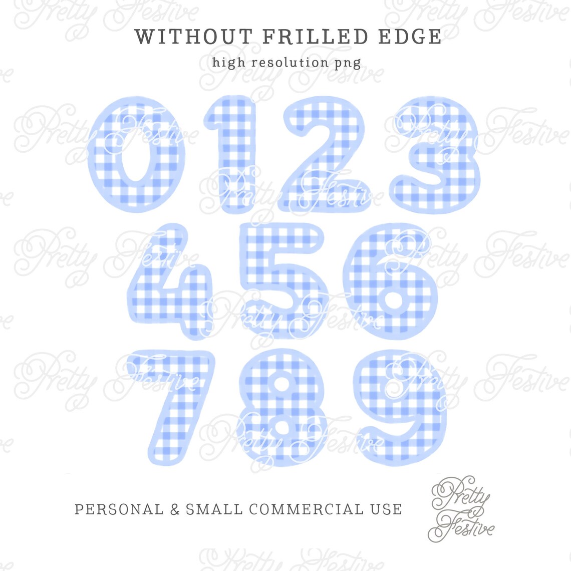 Blue Gingham Scallop Edge Numbers Clipart for Baby Boy Birthday Party ...