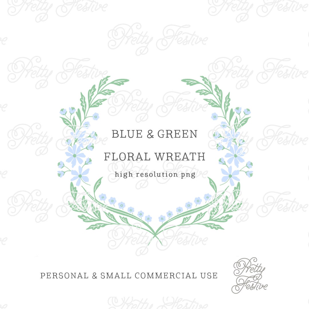 Block Print Floral Wreath Clipart Border Frame for Personalized Gifts ...