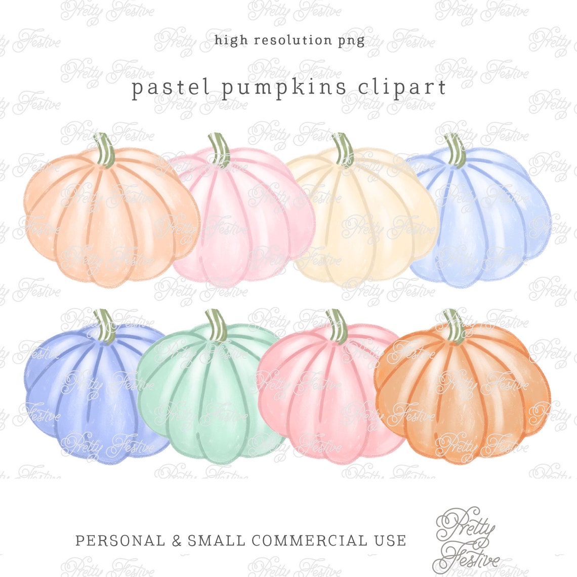 Pastel Pumpkin Clipart Set for Halloween, Thanksgiving, Grandmillenial ...