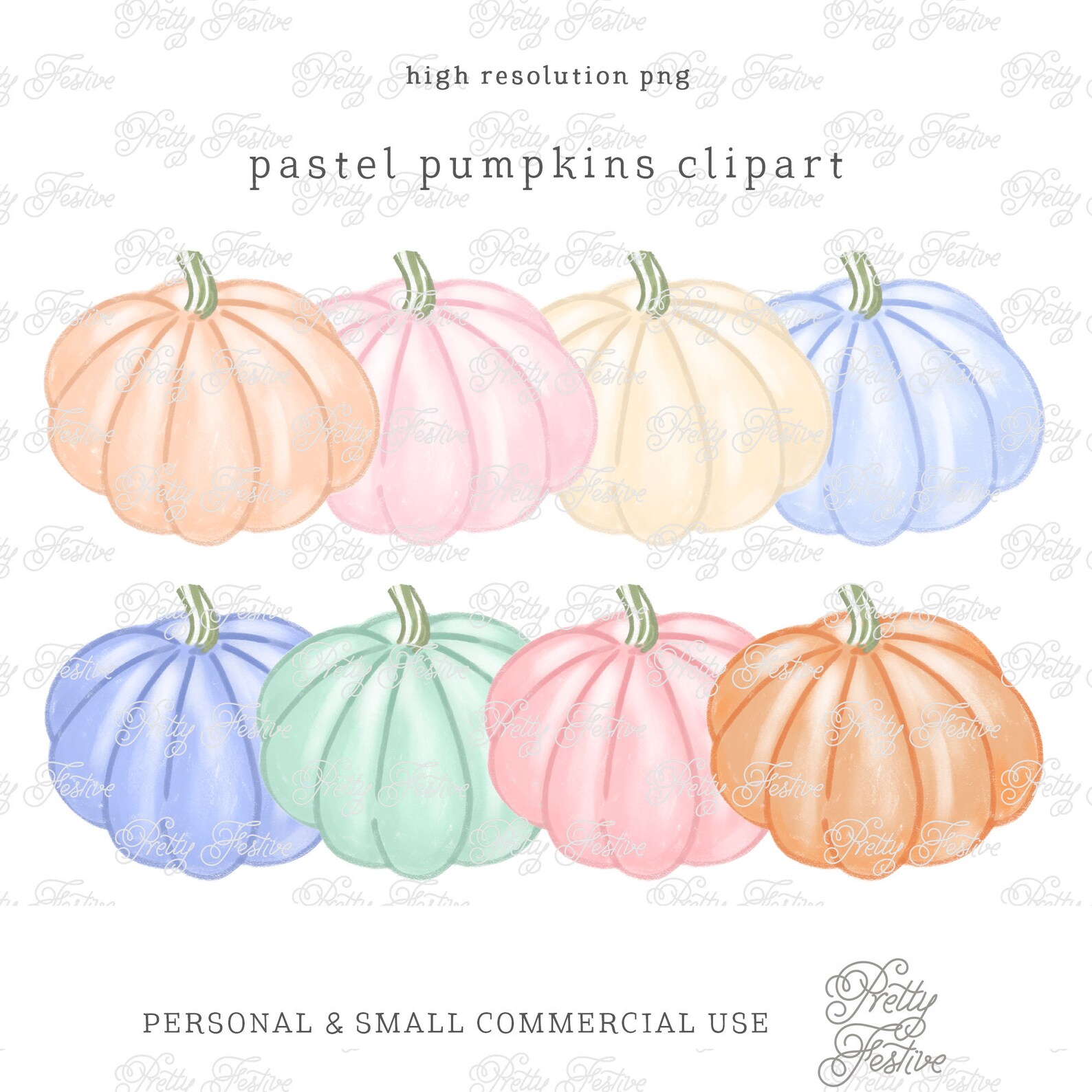Pastel Pumpkin Clipart Set for Halloween, Thanksgiving, Grandmillenial ...
