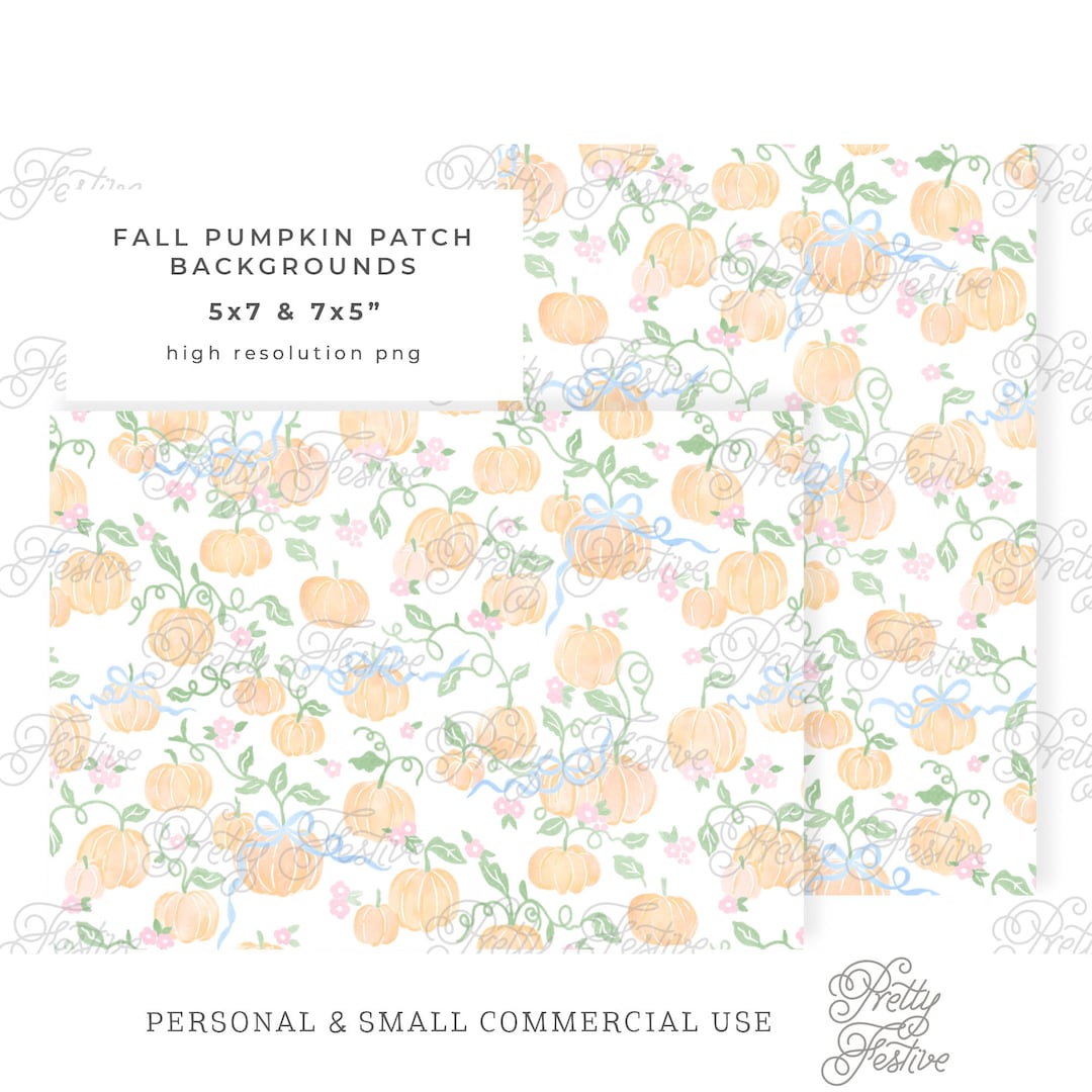 5x7" Printable Blue Ribbon Pumpkin Design Background Papers, Pumpkin ...
