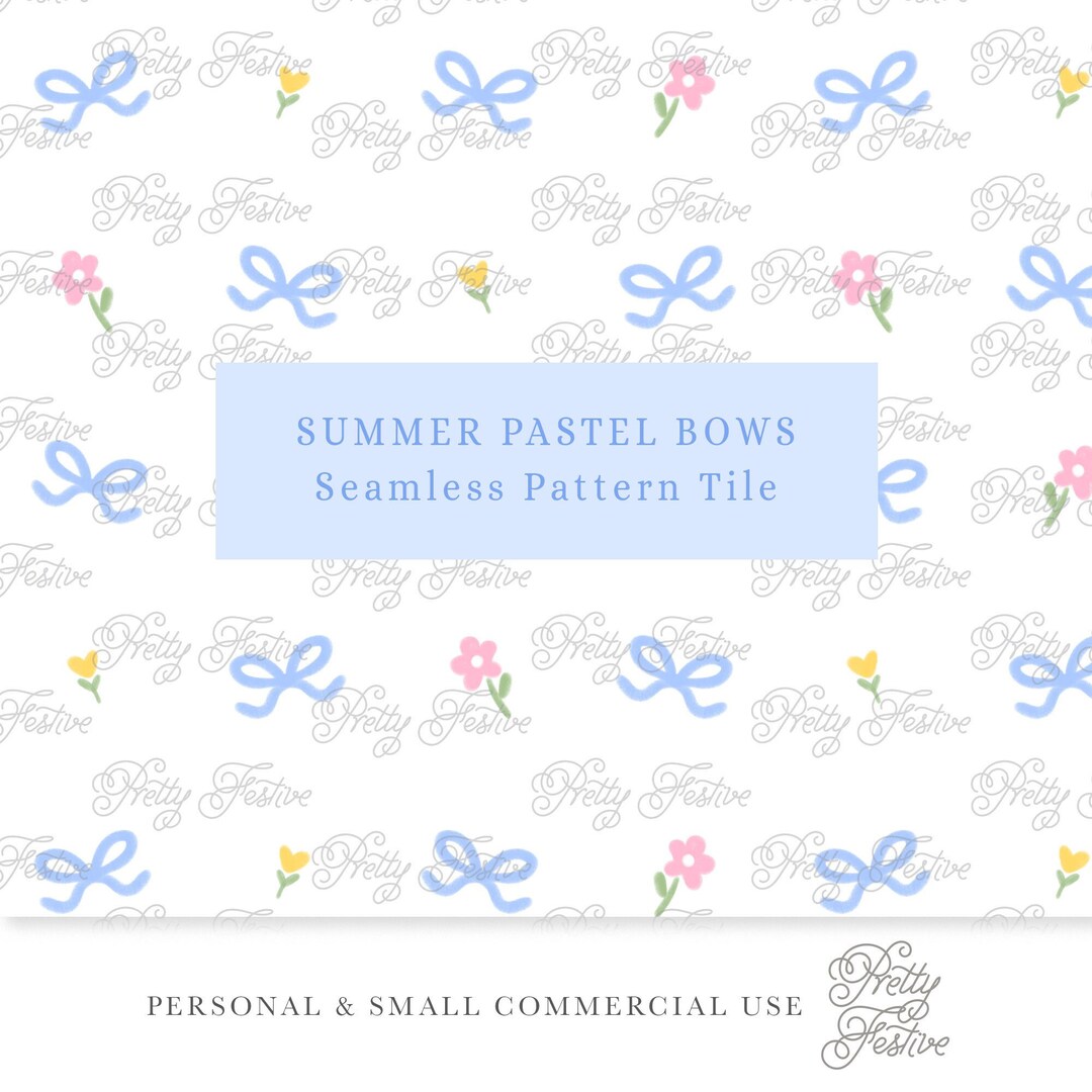 Ditsy Floral Rose Bow Seamless Repeating Pattern, Spring Summer Easter ...