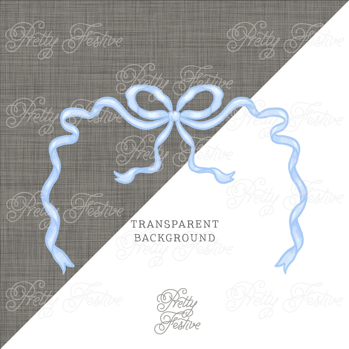 Blue Watercolour Ribbons and Bows Frames and Design Elements - Etsy