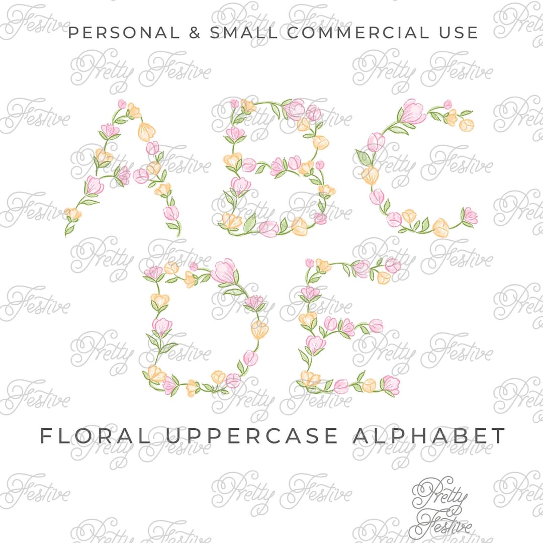 Fall Floral Watercolour ALPHABET Clipart Png, 26 Decorative Letters ...