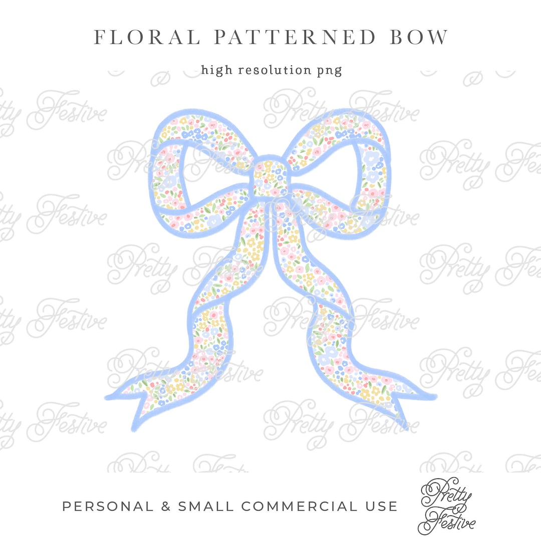 Ditsy Floral Bow Clipart, Cute Spring Bow, Summer Floral Bow, Pretty ...