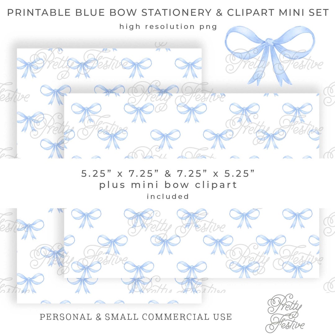 Blue Bow Trellis Printable 5x7 Printable Backgrounds & Clipart Set ...