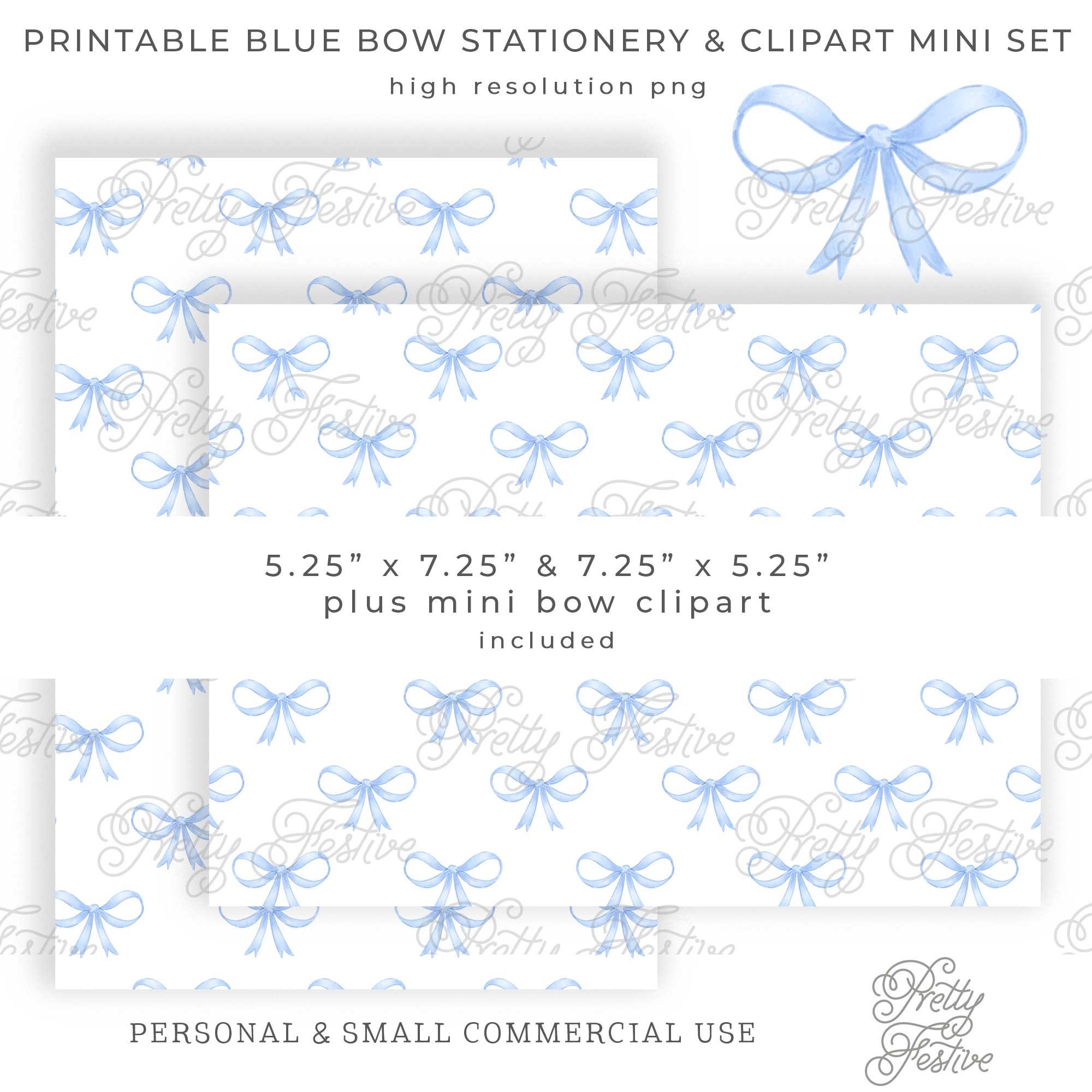 Blue Bow Trellis Printable 5x7 Printable Backgrounds & Clipart Set ...